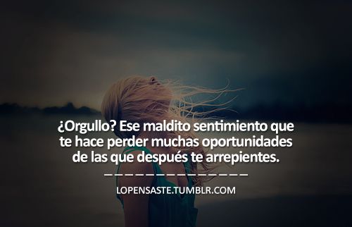 ¿Orgullo? Ese maldito sentimiento que te hace perder muchas ...